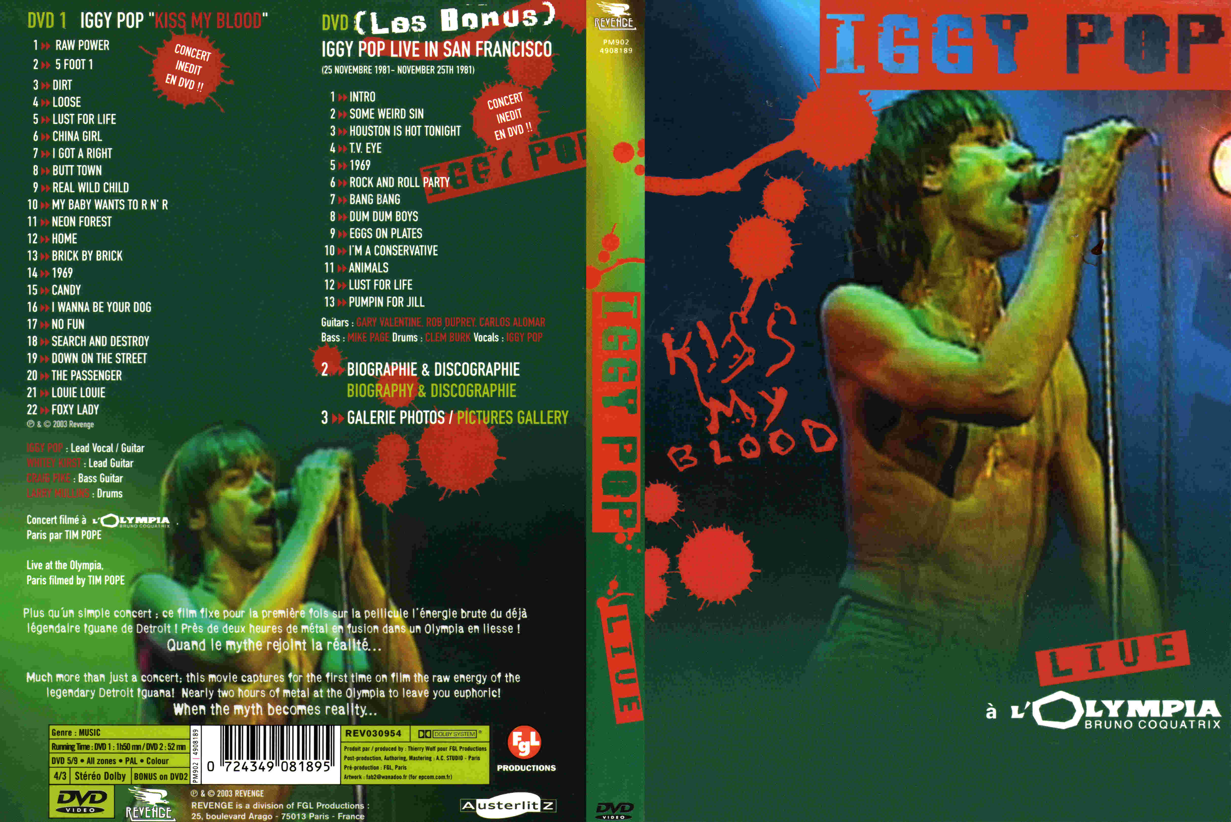Iggy Pop Kiss My Blood Olympia 1991 : Front | DVD Covers | Cover ...